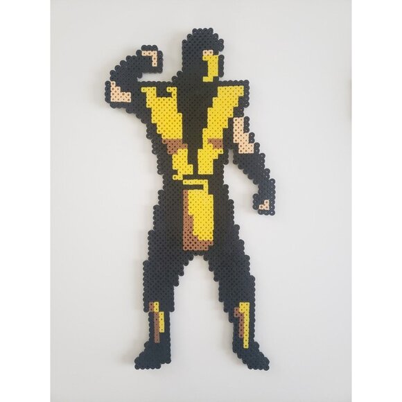 Handmade | Wall Decor | Mortal Kombat Scorpion With Logo Perler Bead ...
